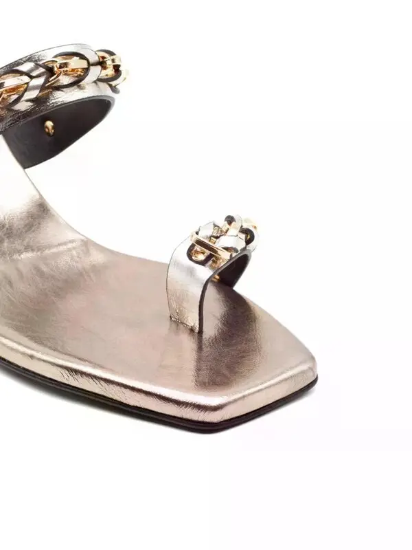 DONNARÌ Laminated Chain Strap Sandals