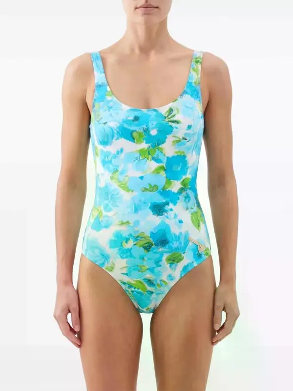 Chloé Floral Print One-piece Swimsuit - Blue