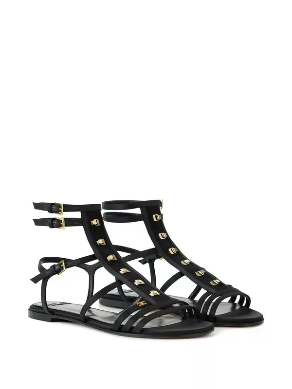 Elisabetta Franchi Leather Strap Flat Sandals