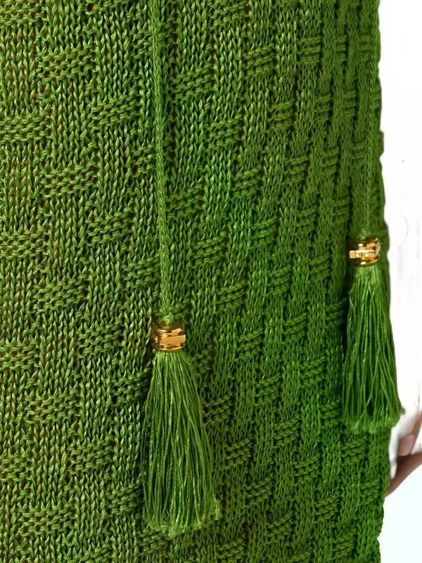 Elisabetta Franchi Knit Mini Dress With Tassels - Green