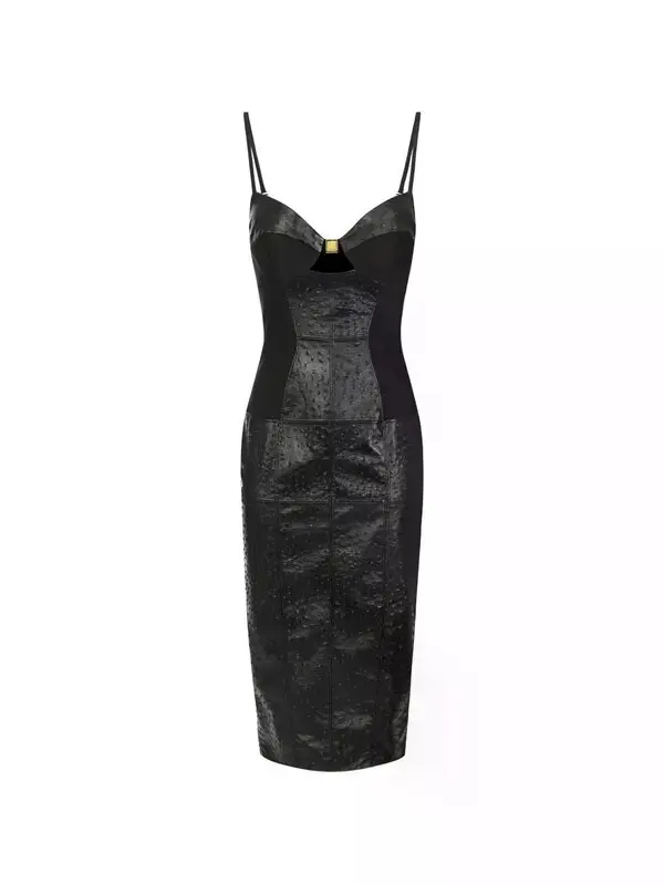 Elisabetta Franchi Ostrich Print Slim Fit Midi Dress