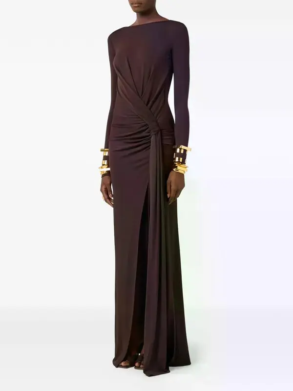 Elisabetta Franchi Open Back Draped Maxi Dress