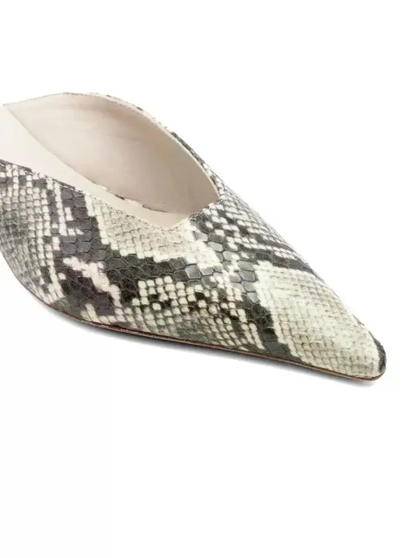 VIC MATIE Python Print Mules - White