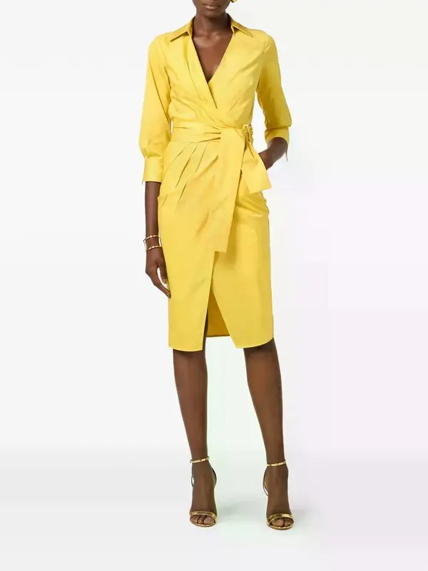 Elisabetta Franchi Stretch Cotton Wrap Dress With Origami Folds