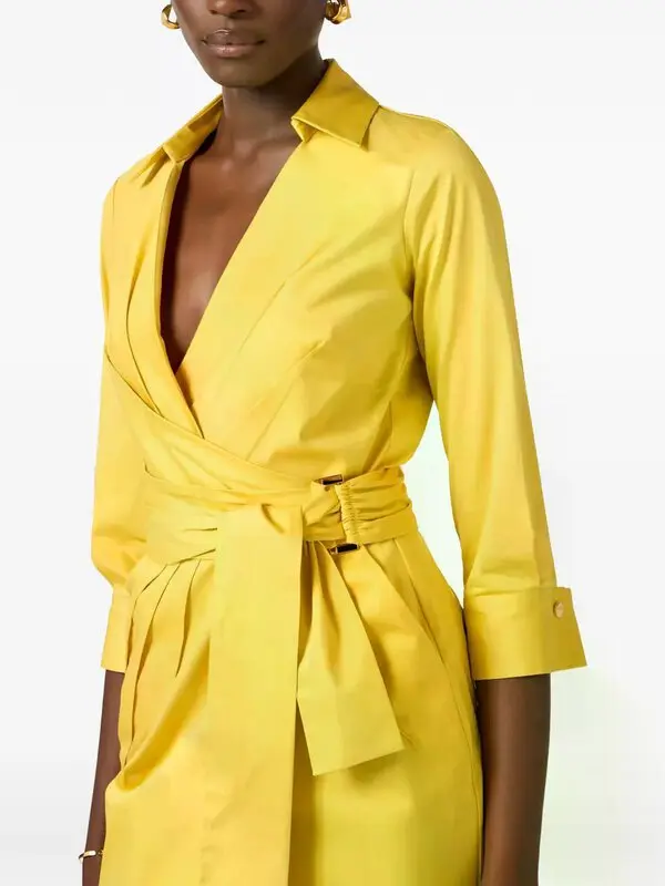 Elisabetta Franchi Stretch Cotton Wrap Dress With Origami Folds