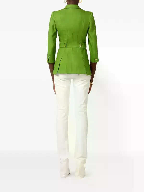 Elisabetta Franchi Single-breasted Linen-blend Jacket - Green