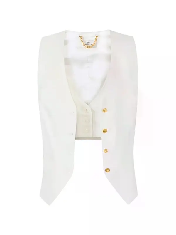 Elisabetta Franchi Asymmetric Waistcoat With Golden Metal Button Details - Neutrals