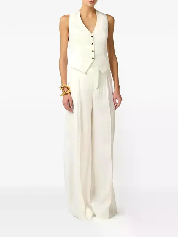Elisabetta Franchi Asymmetric Waistcoat With Golden Metal Button Details - Neutrals