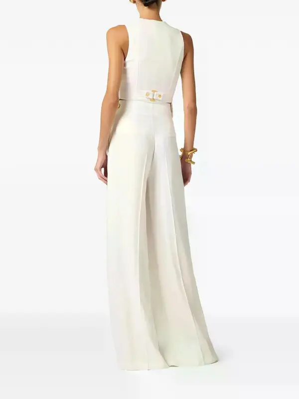 Elisabetta Franchi Asymmetric Waistcoat With Golden Metal Button Details - Neutrals