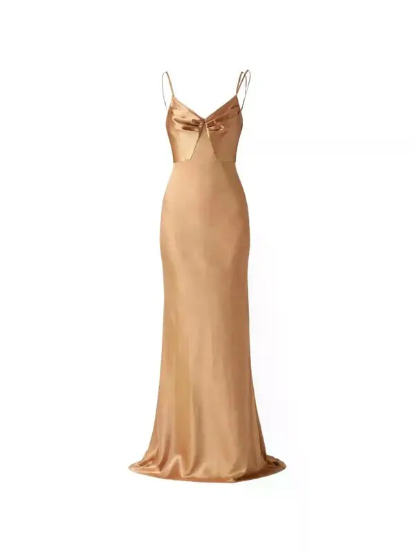 Elisabetta Franchi Mermaid-silhouette Satin Maxi Dress - Neutrals