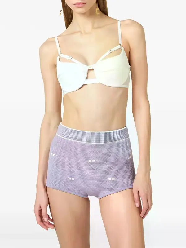 Elisabetta Franchi Tulle Geometric Bra - White