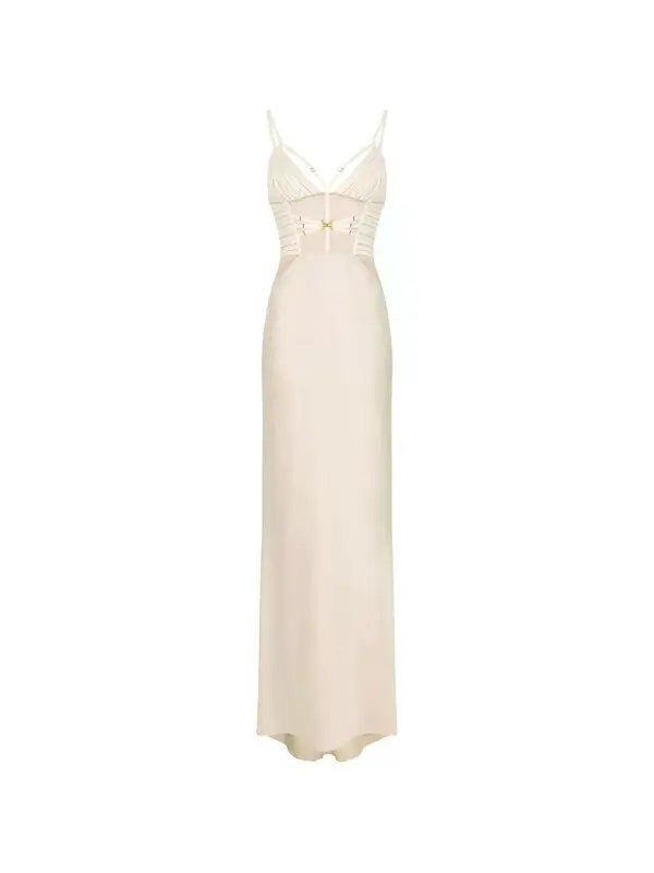 Elisabetta Franchi Tulle-inserts Maxi Dress - Neutrals