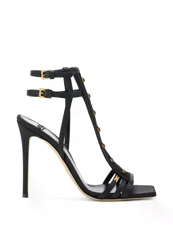 Elisabetta Franchi Satin Sandals With Gold Tone Hooks