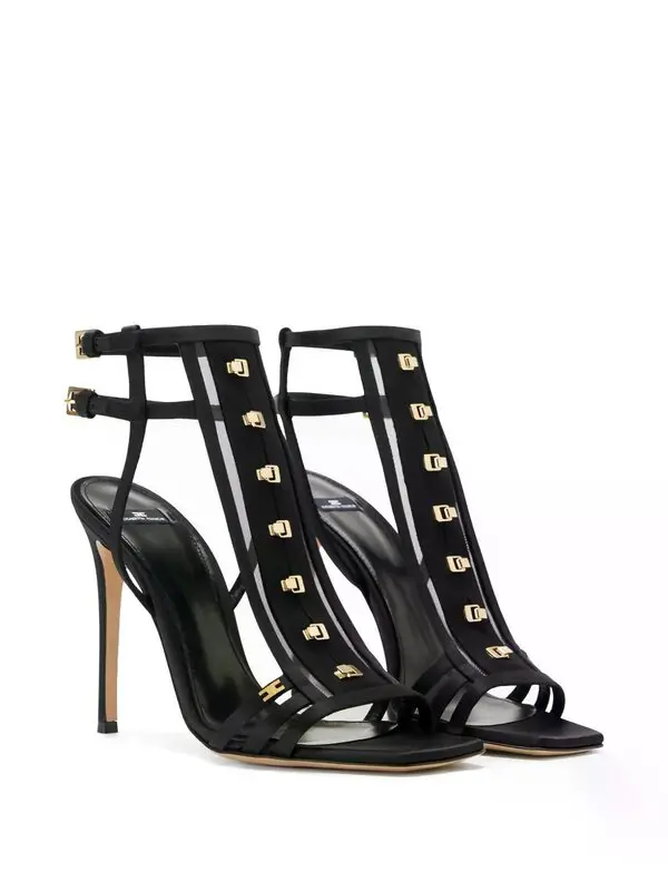 Elisabetta Franchi Satin Sandals With Gold Tone Hooks