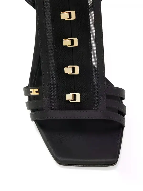 Elisabetta Franchi Satin Sandals With Gold Tone Hooks