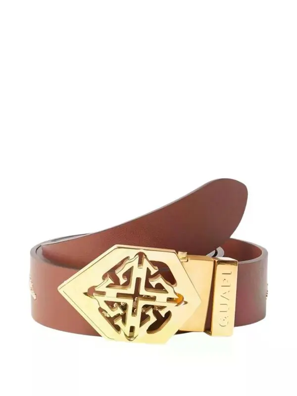 GUAPI Gold Emblem Leopard-print Belt - Brown