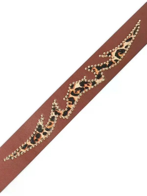 GUAPI Studded Leopard-print Belt