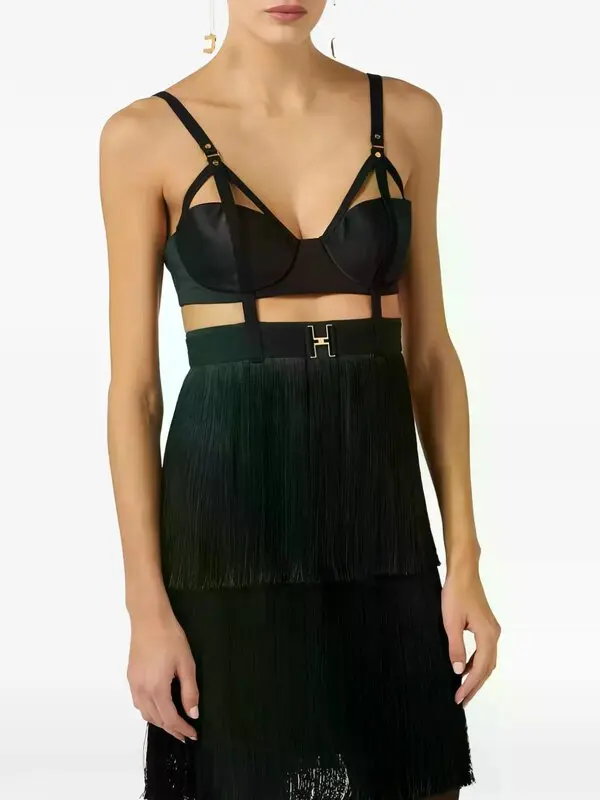 Elisabetta Franchi Fringed Mini Dress - Black