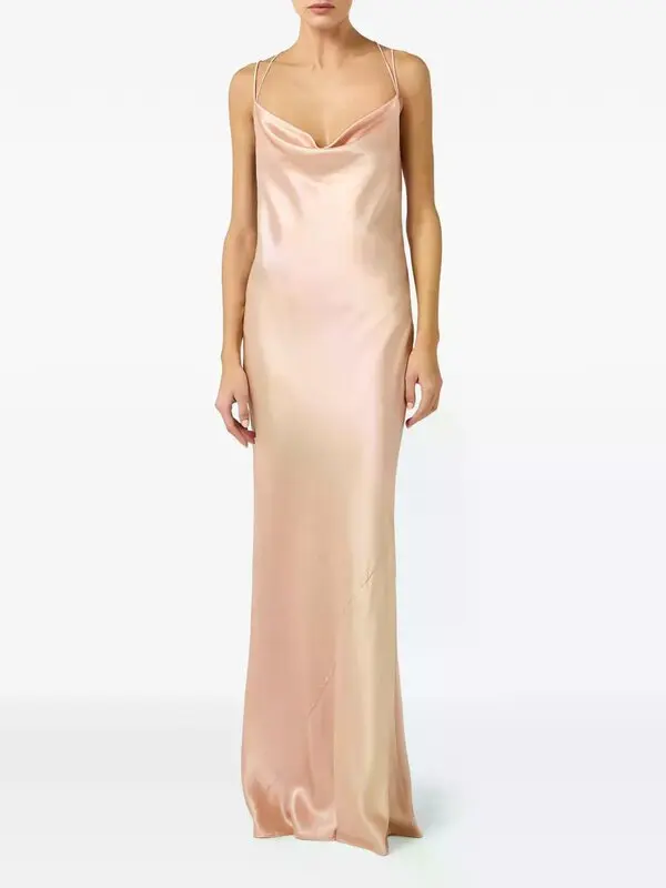 Elisabetta Franchi Satin Evening Gown With Open Back - Pink