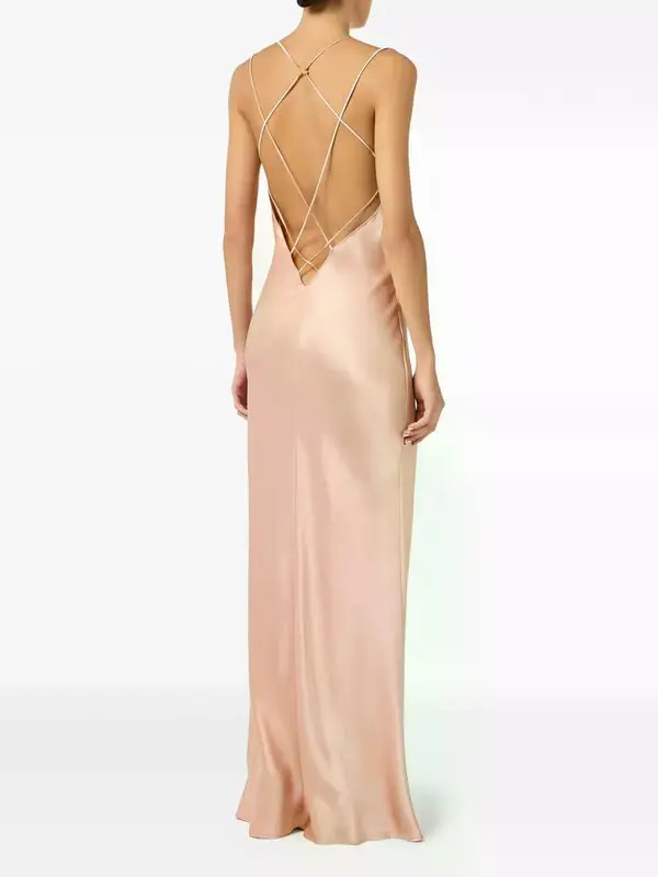 Elisabetta Franchi Satin Evening Gown With Open Back - Pink