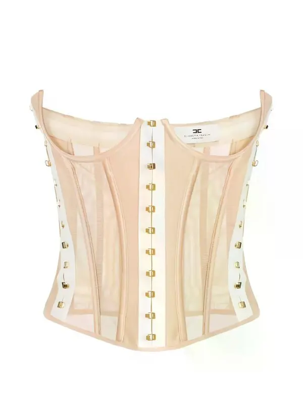 Elisabetta Franchi Geometric Cuts Bustier Top - Neutrals