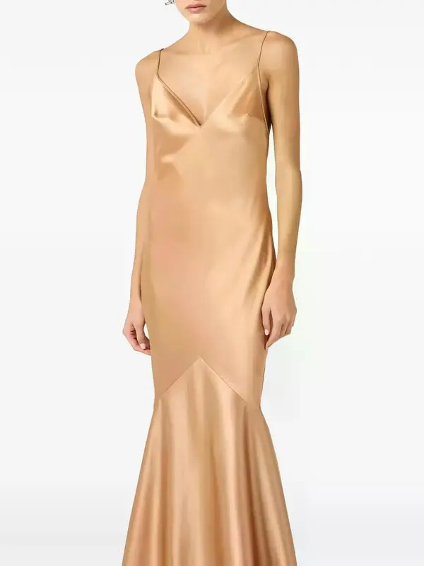 Elisabetta Franchi V-neck Maxi Dress With Train Hem
