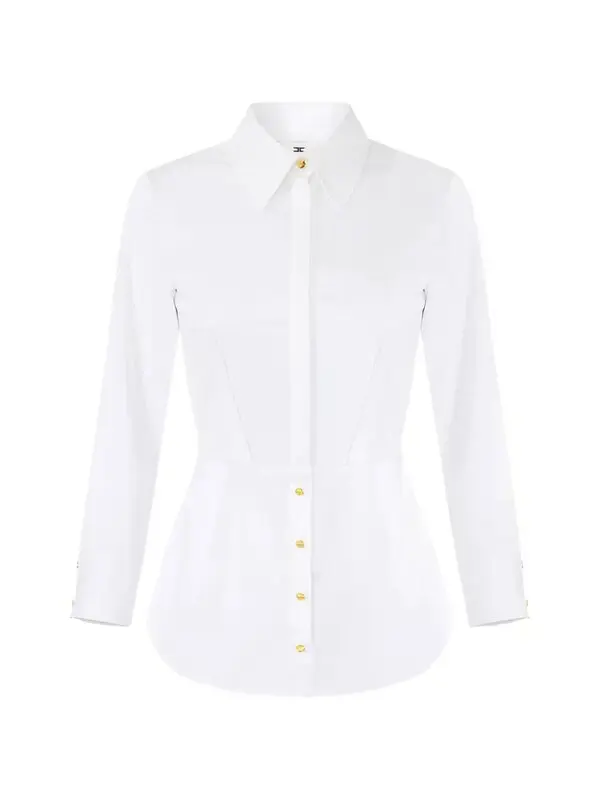 Elisabetta Franchi Stretch Cotton Peplum Shirt