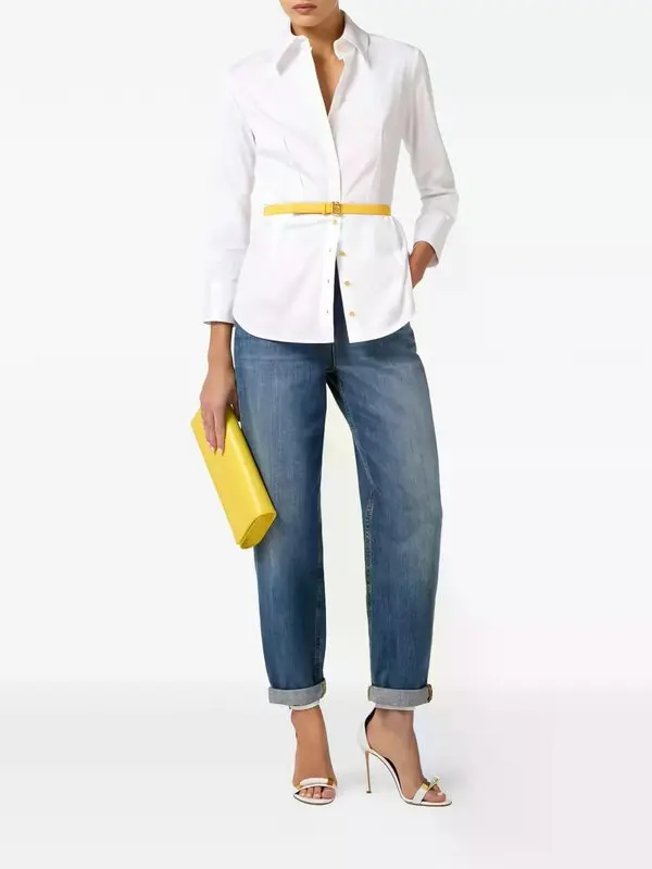 Elisabetta Franchi Stretch Cotton Peplum Shirt