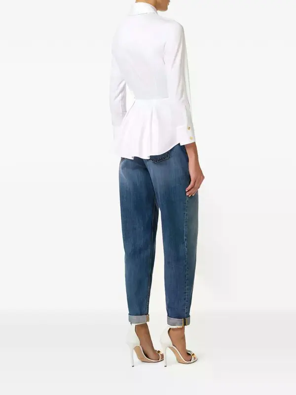 Elisabetta Franchi Stretch Cotton Peplum Shirt