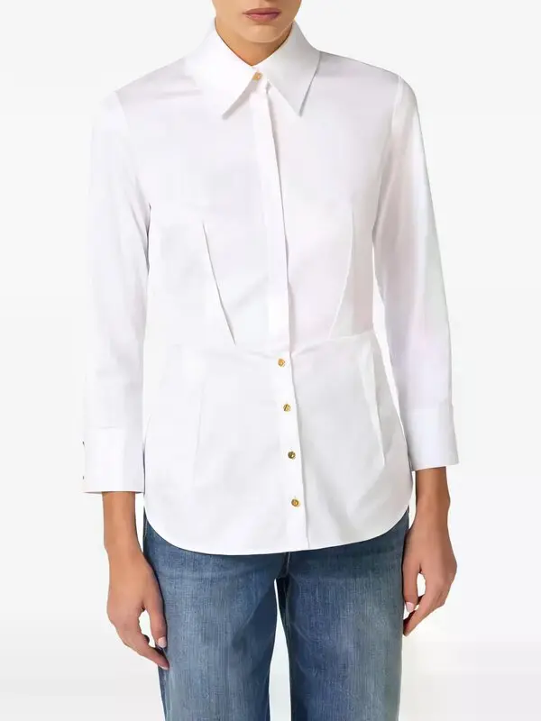 Elisabetta Franchi Stretch Cotton Peplum Shirt