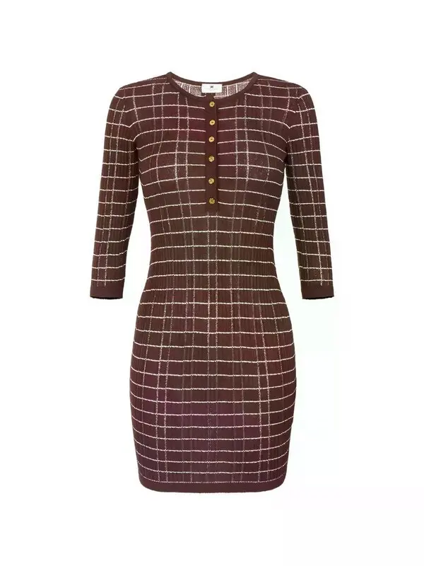 Elisabetta Franchi Striped Cotton Thread Mini Dress