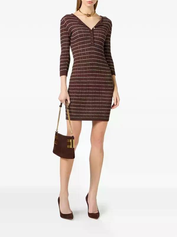 Elisabetta Franchi Striped Cotton Thread Mini Dress