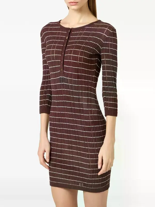 Elisabetta Franchi Striped Cotton Thread Mini Dress