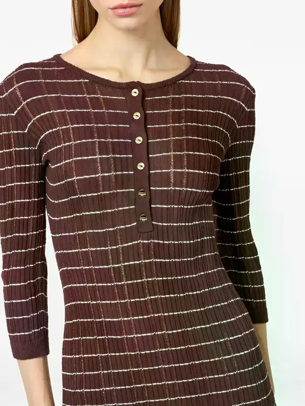 Elisabetta Franchi Striped Cotton Thread Mini Dress