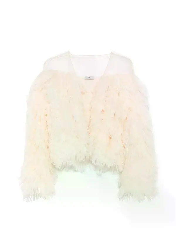 Elisabetta Franchi Feather-effect Jacket - Neutrals