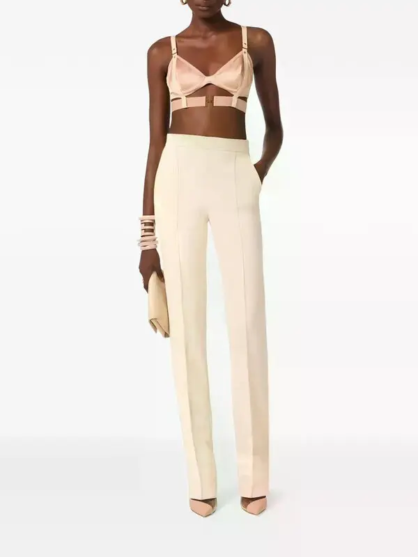 Elisabetta Franchi Tulle Logo Bra - Neutrals
