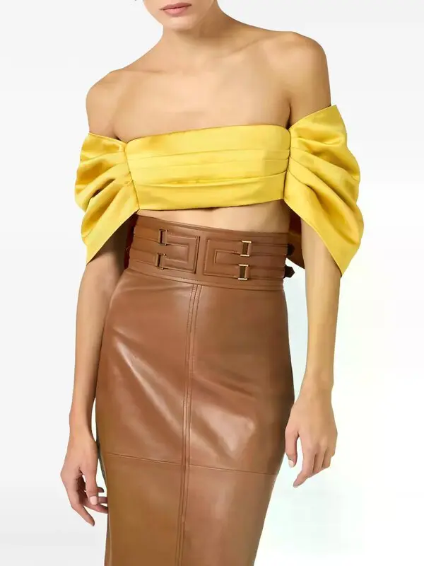 Elisabetta Franchi Bow Duchess Top - Yellow