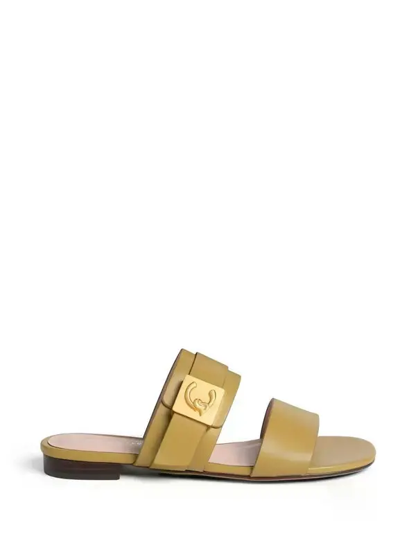 COCCINELLE C-me Lock Buckle-strap Leather Sandals - Green
