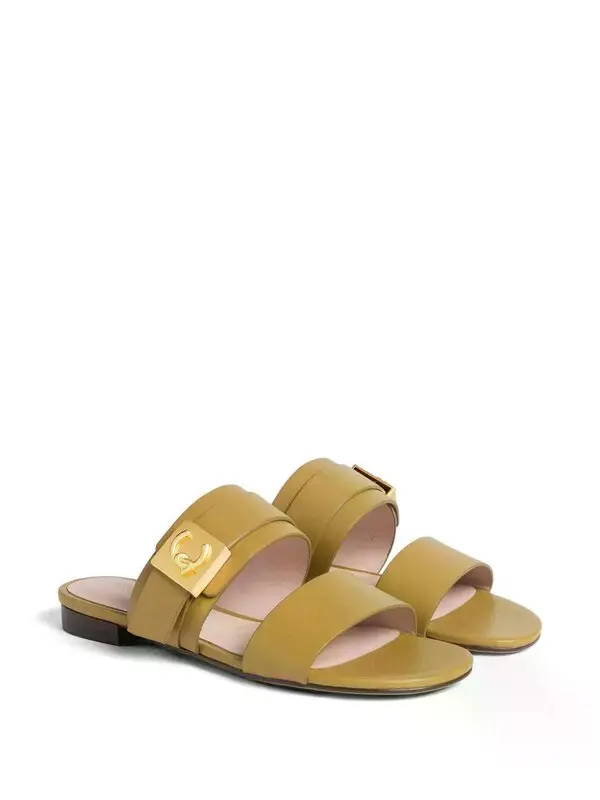 COCCINELLE C-me Lock Buckle-strap Leather Sandals - Green