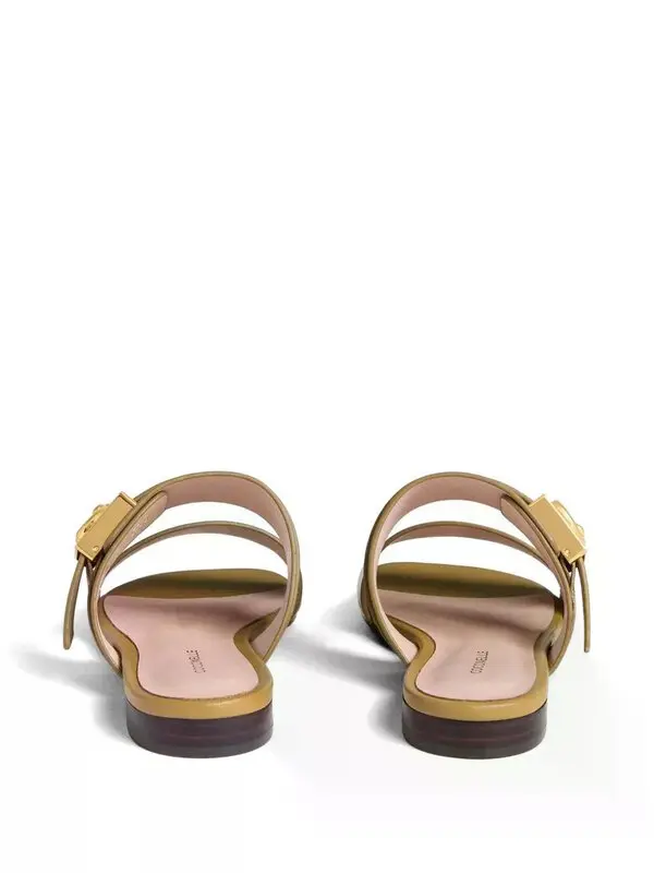 COCCINELLE C-me Lock Buckle-strap Leather Sandals - Green