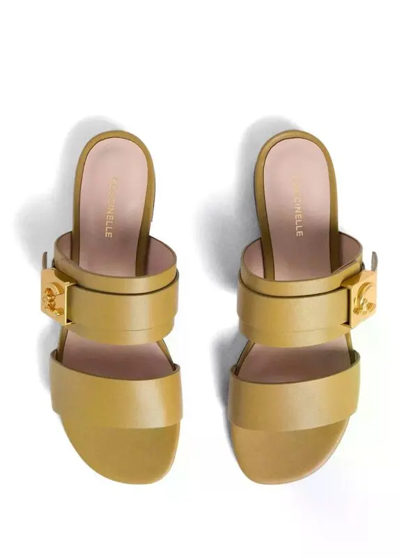 COCCINELLE C-me Lock Buckle-strap Leather Sandals - Green