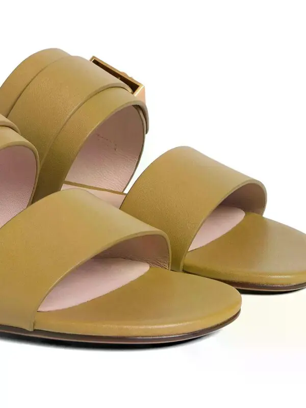 COCCINELLE C-me Lock Buckle-strap Leather Sandals - Green