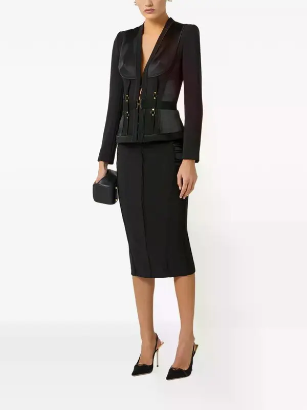 Elisabetta Franchi Lightweight Crêpe And Satin Bustier Jacket