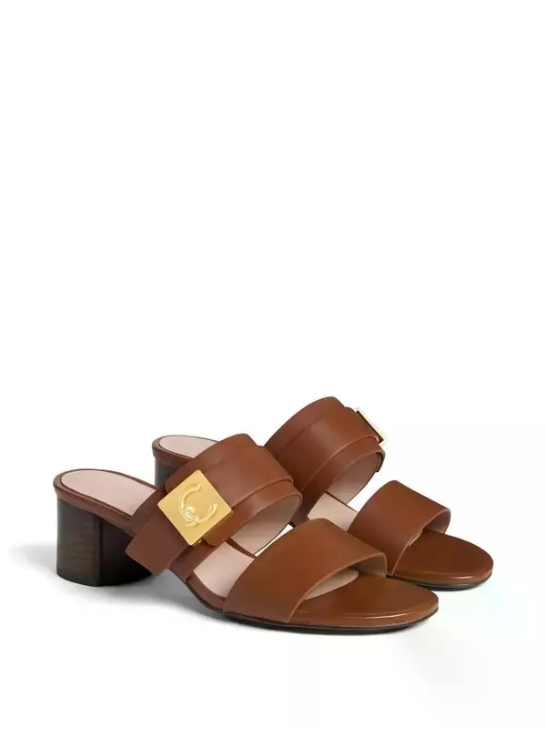 COCCINELLE C-me Lock Calf-leather Mules - Brown