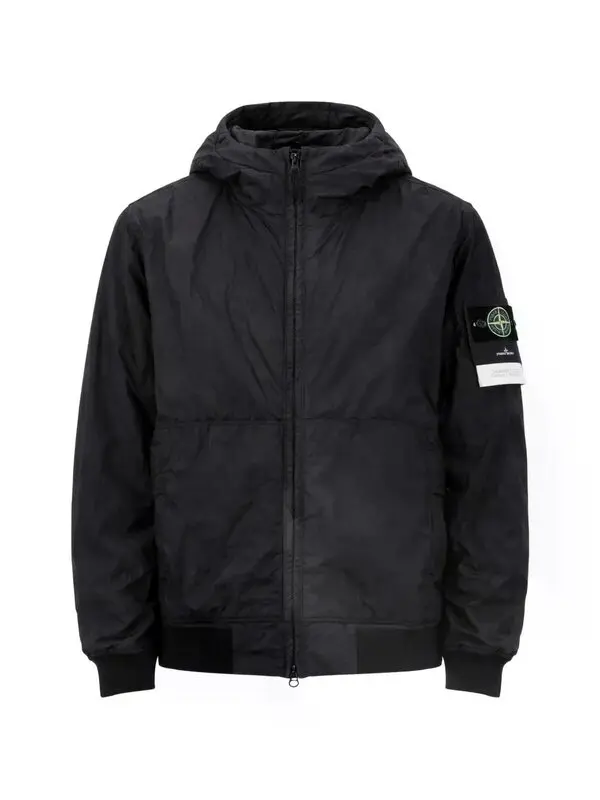 Stone Island Hooded Bomber Jacket - Black