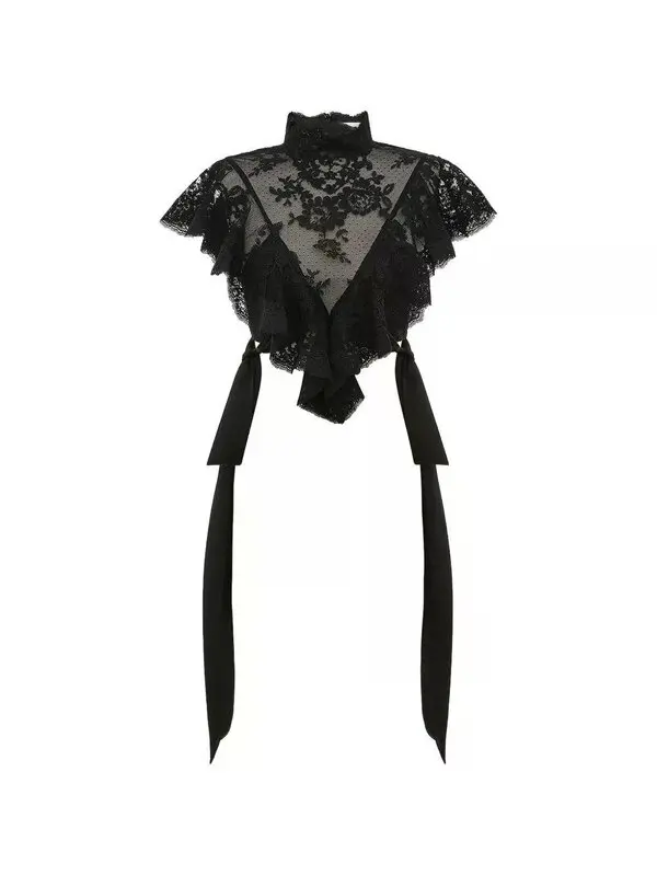 Zimmermann Lace Ruffled Blouse - Black