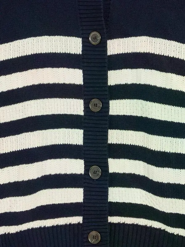 FRAME Striped Button Cardigan - Blue