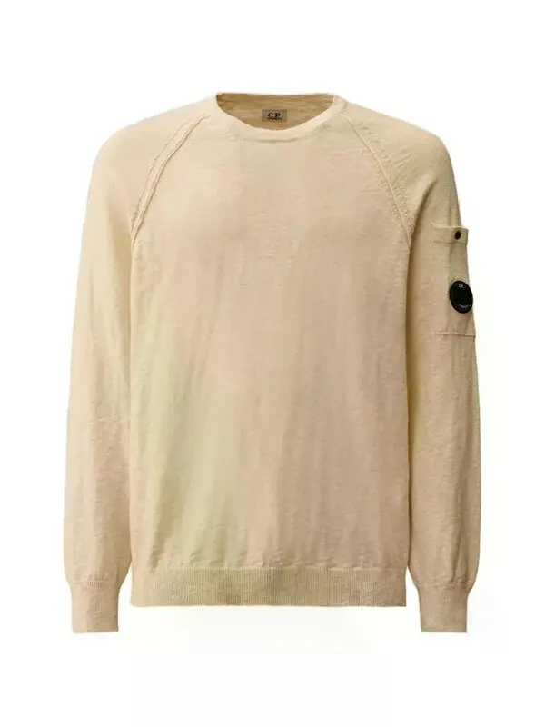 C.P. COMPANY Crew-neck Lens Raglan Sweater - Neutrals