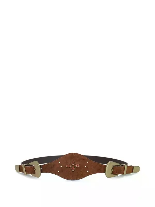 FORTELA Temple Studded Leather Belt - Brown