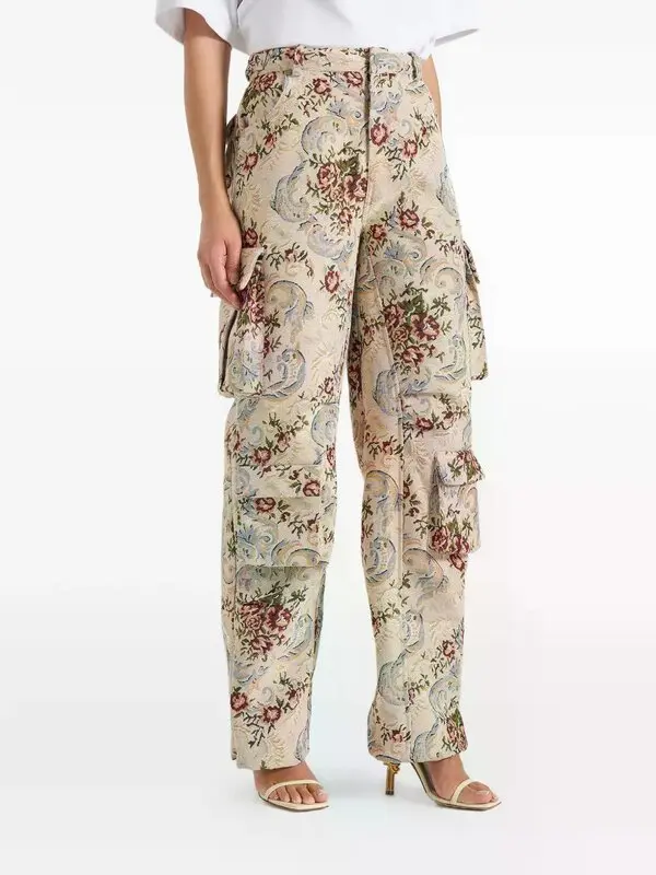 Manière De Voir Emilie Satin High Waisted Cargo Pants